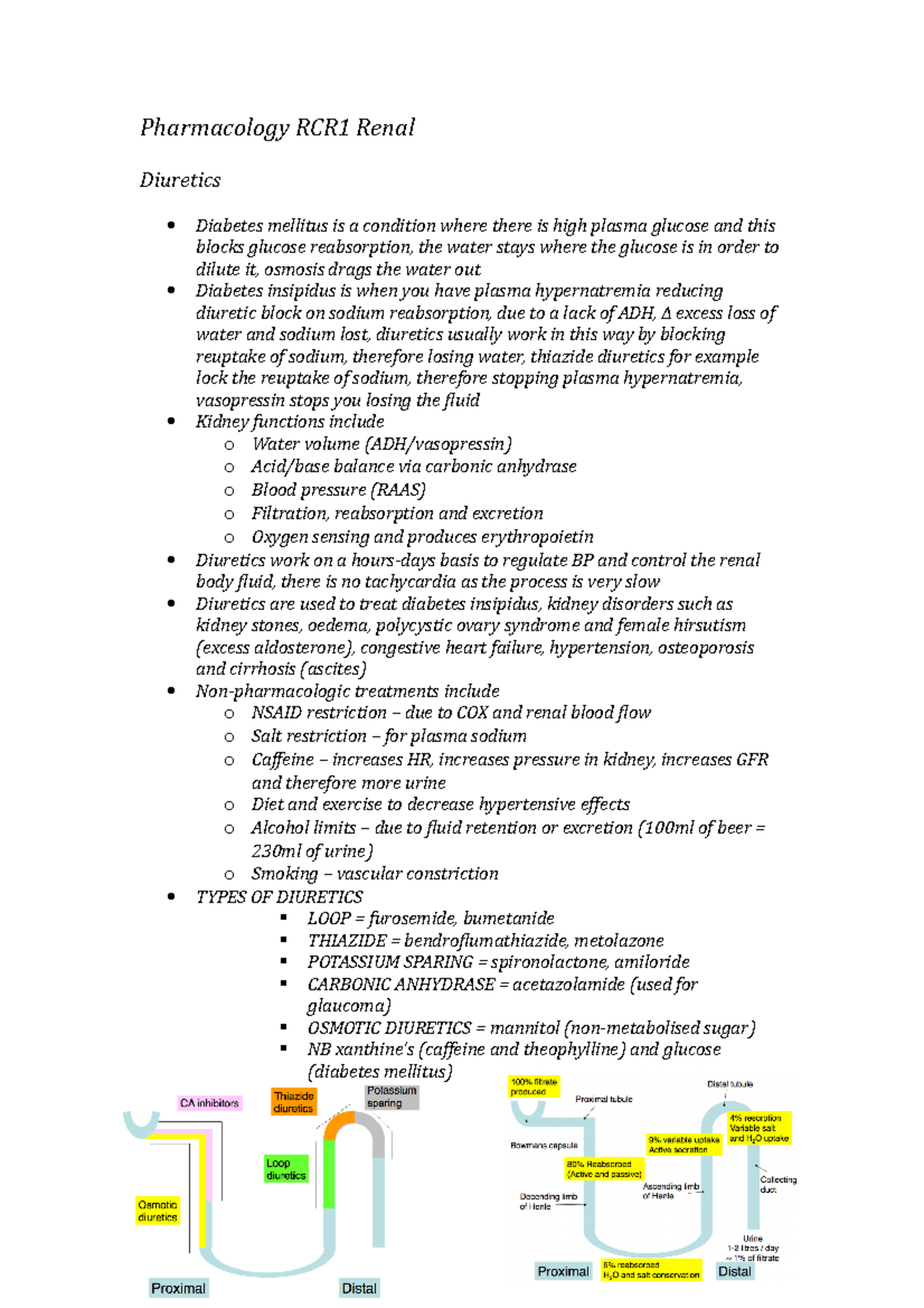 Pharmacology RCR1 Renal - Pharmacology RCR1 Renal Diuretics Diabetes ...