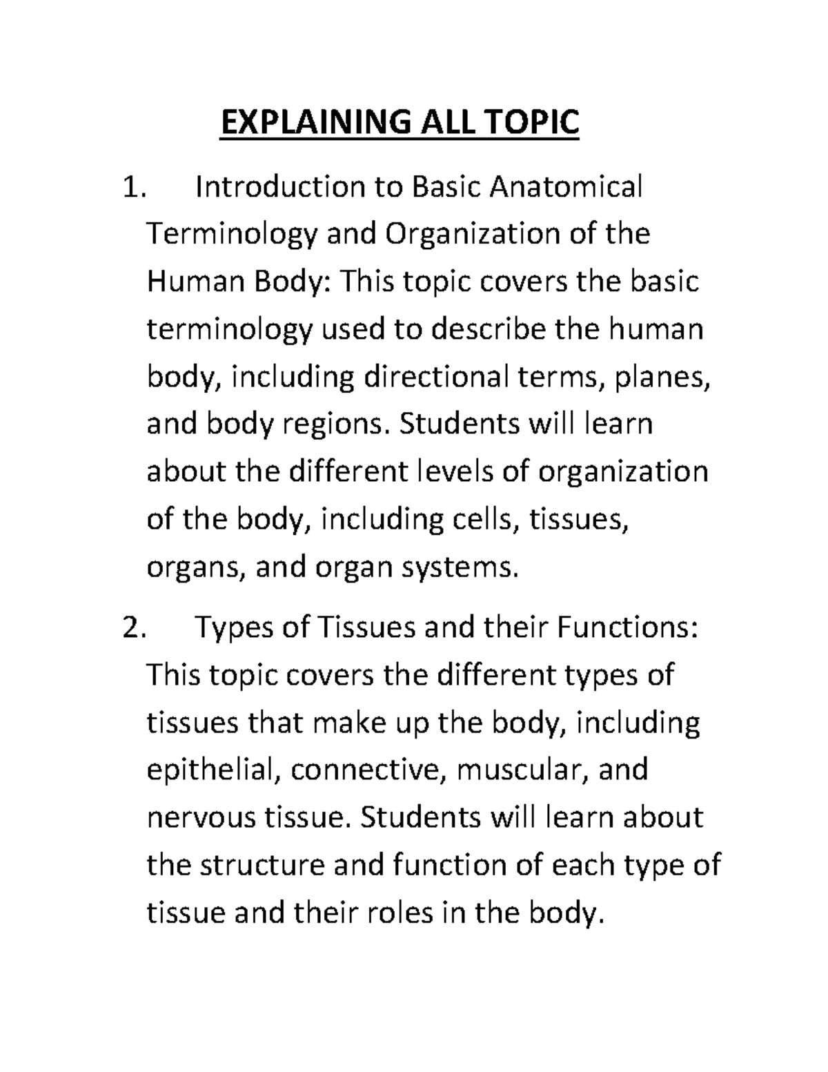 Human Anatomy AND Physiology 2 - EXPLAINING ALL TOPIC Introduction to ...