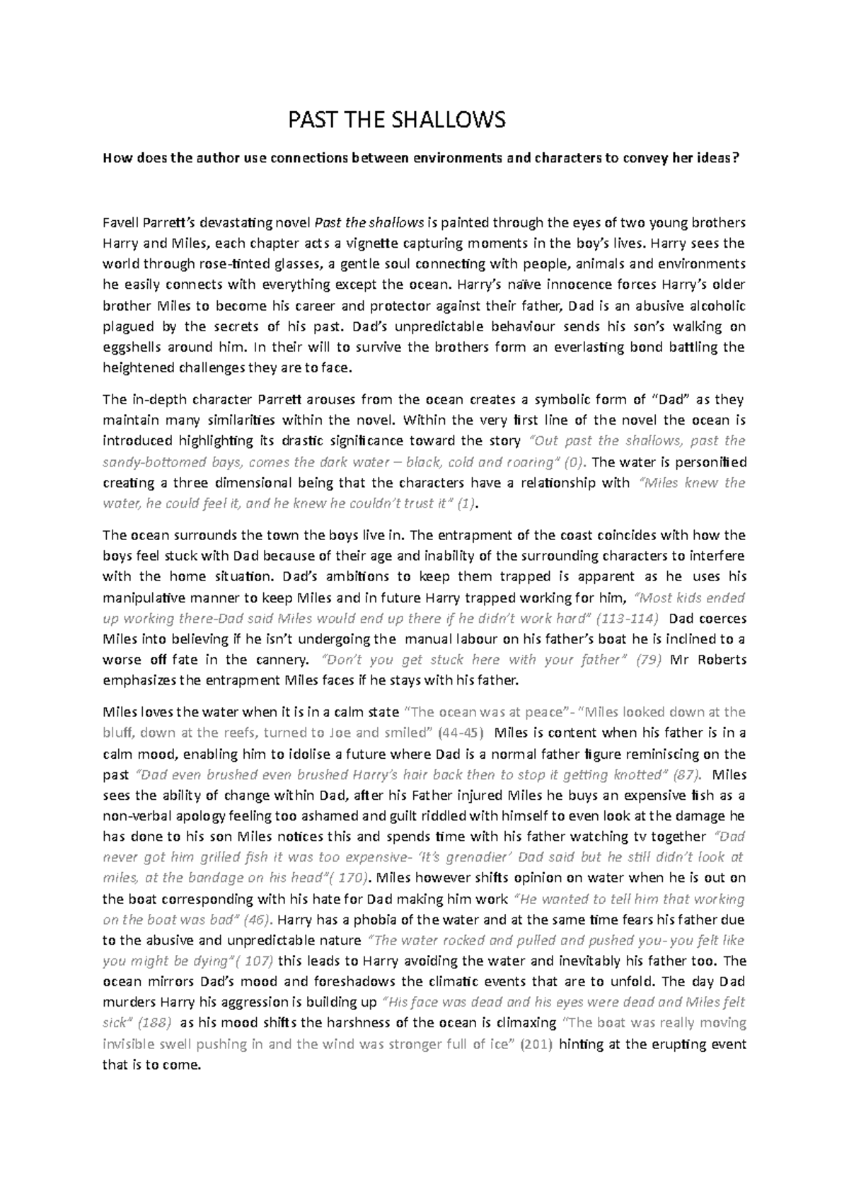 Essay Past the shallows - PAST THE SHALLOWS How does the author use ...