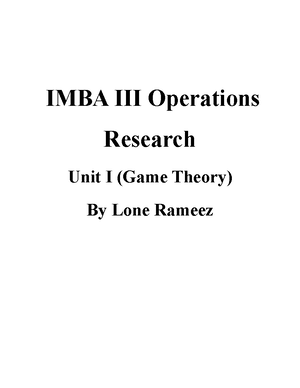 Replacement problems in operation research - IMBA III Operations ...