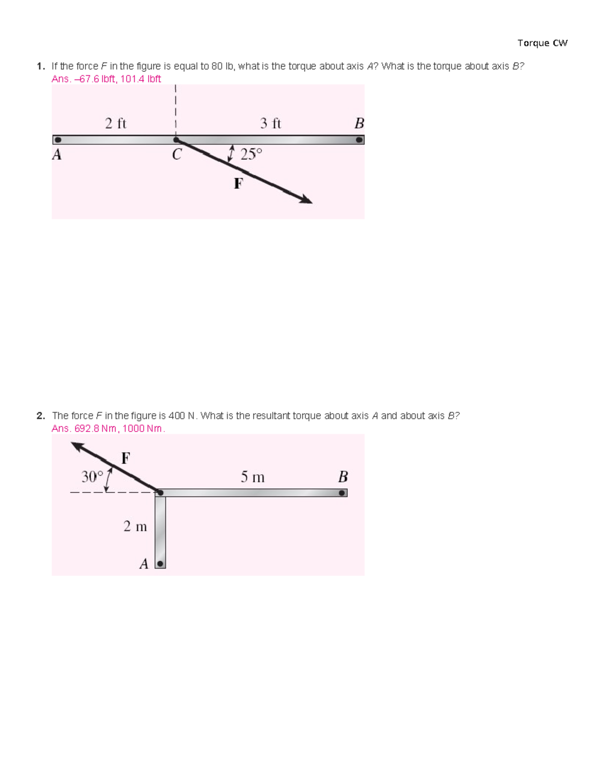 Torque CW - Física II - Torque CW If the force F in the figure is equal ...