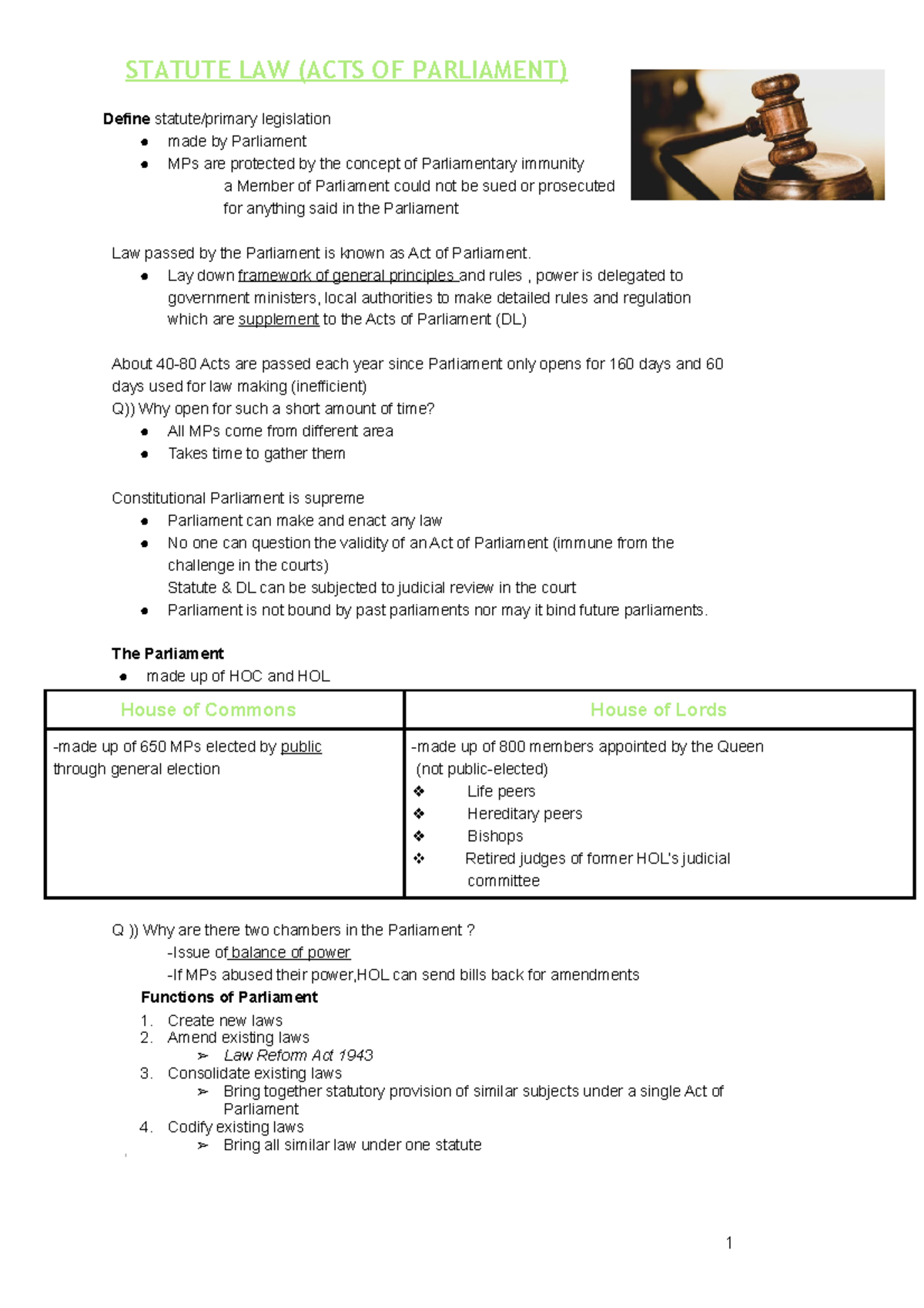 Statute Law (Acts of Parliament) - STATUTE LAW (ACTS OF PARLIAMENT ...