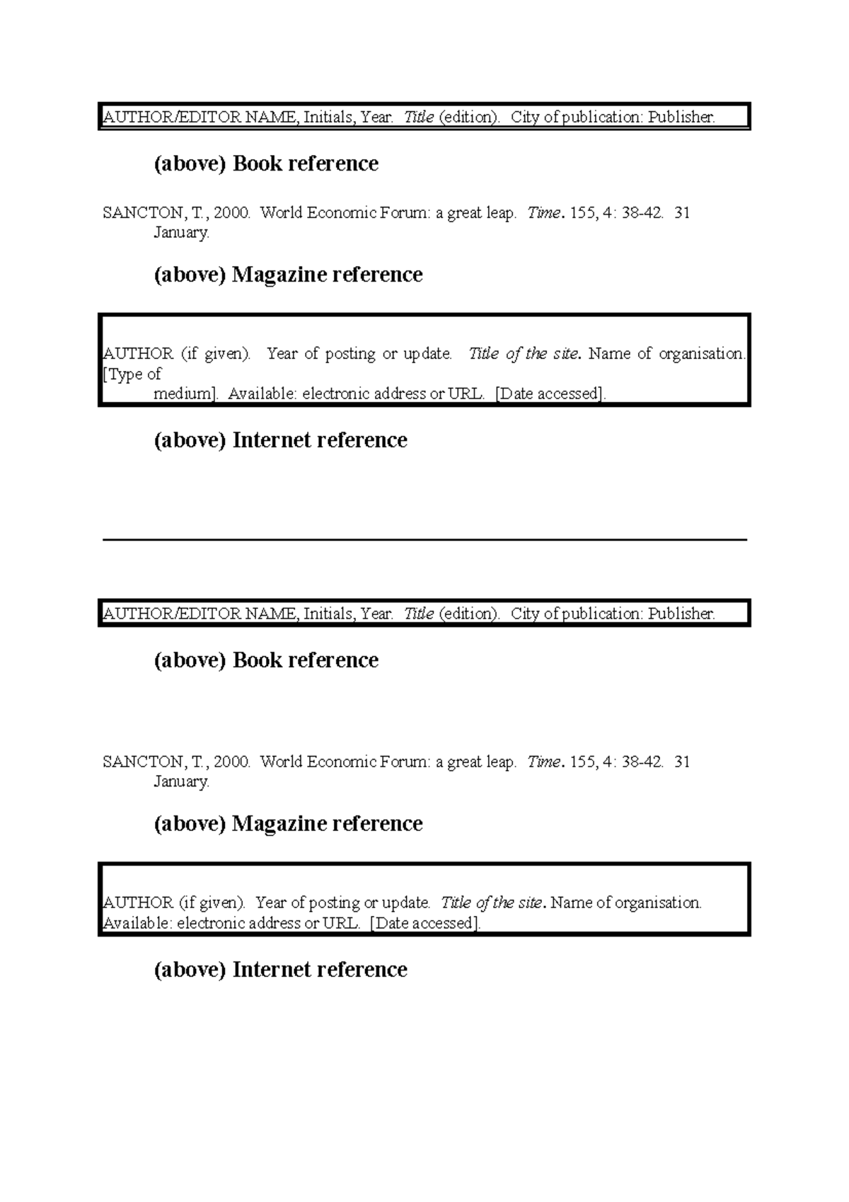 References Man 1F - AUTHOR/EDITOR NAME, Initials, Year. Title (edition ...
