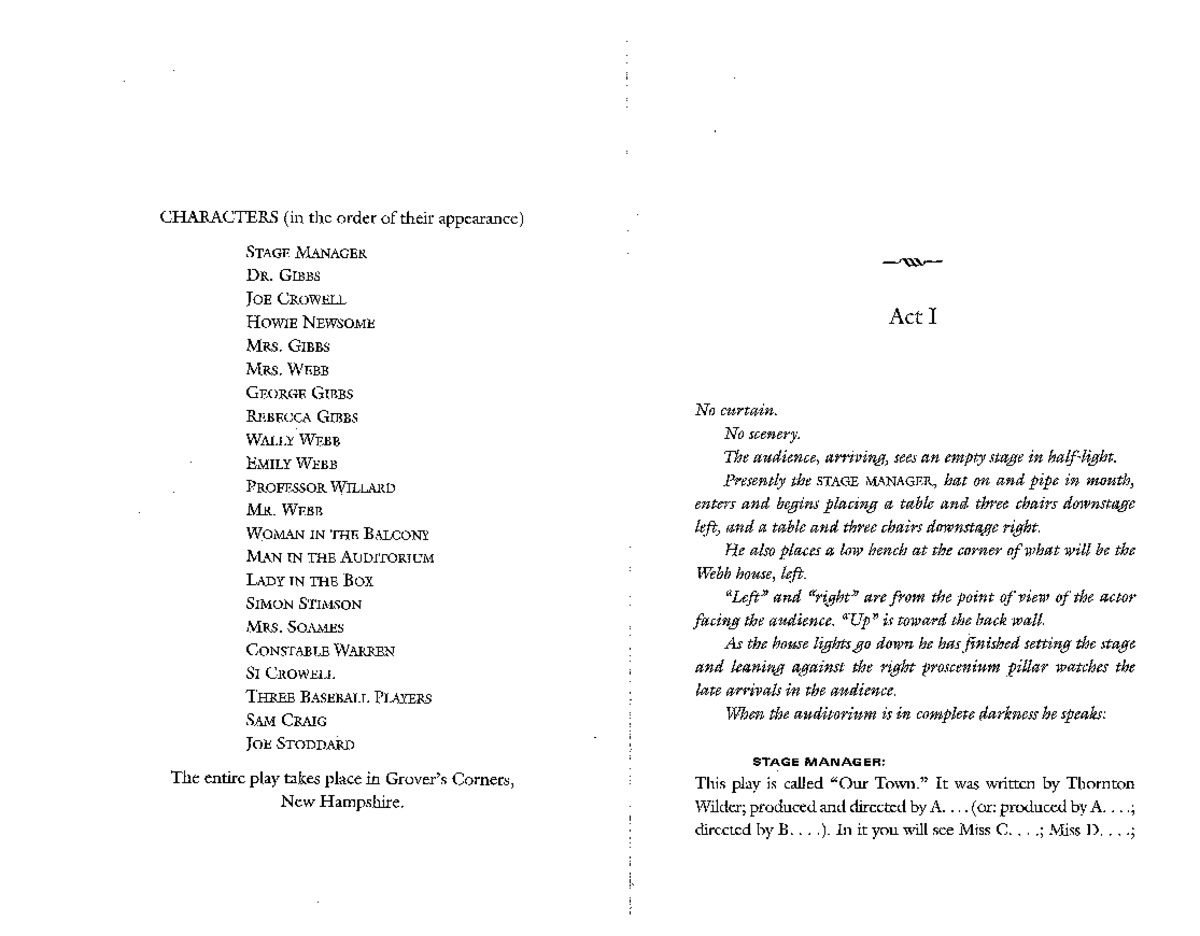 Our+Town+Act+1 - English - CHARACTERS (in the order of their appearance ...