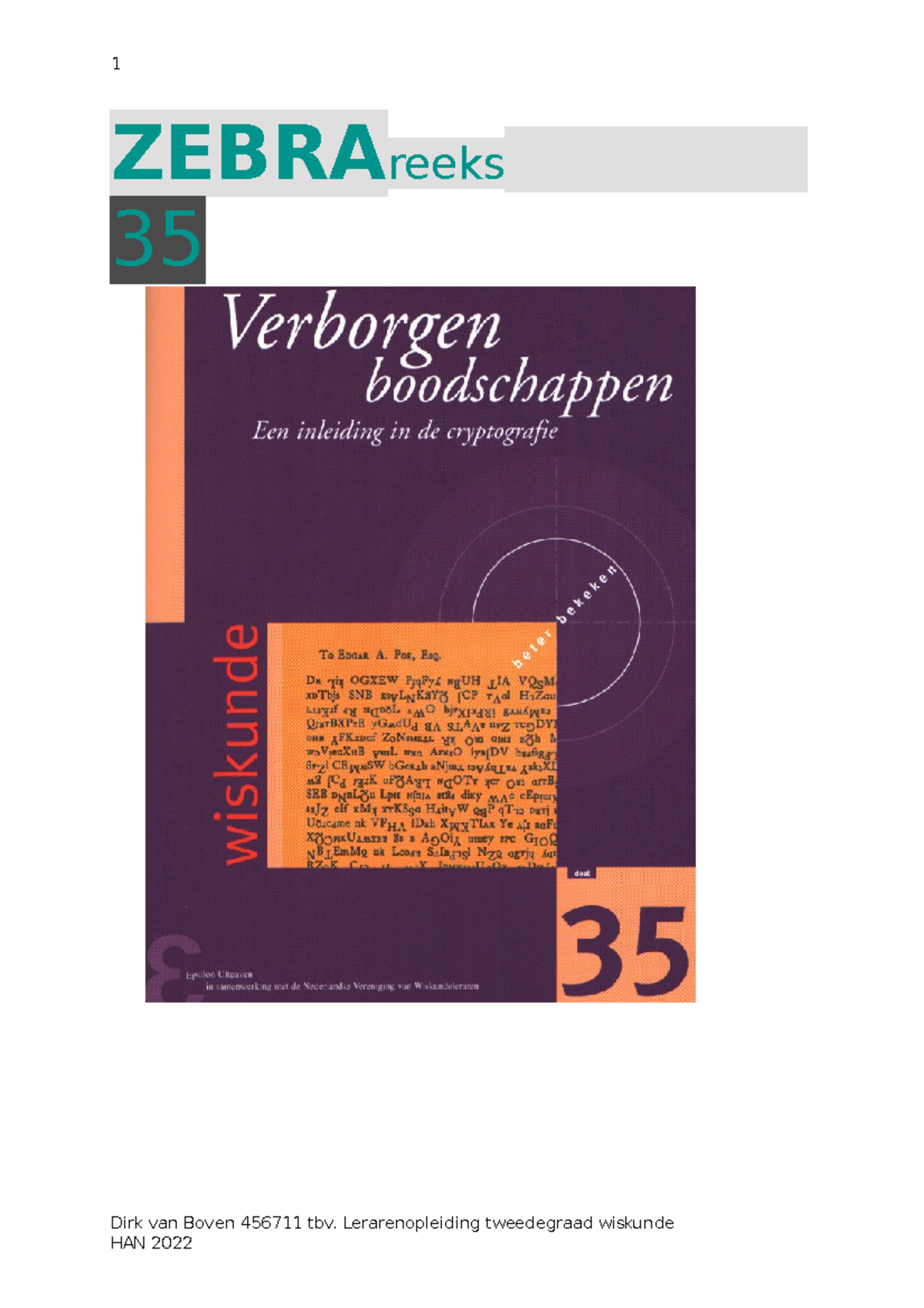 HCC van Boven 456711 Zebra 35 - ZEBRAreeks 35 Dirk van Boven 456711 tbv ...