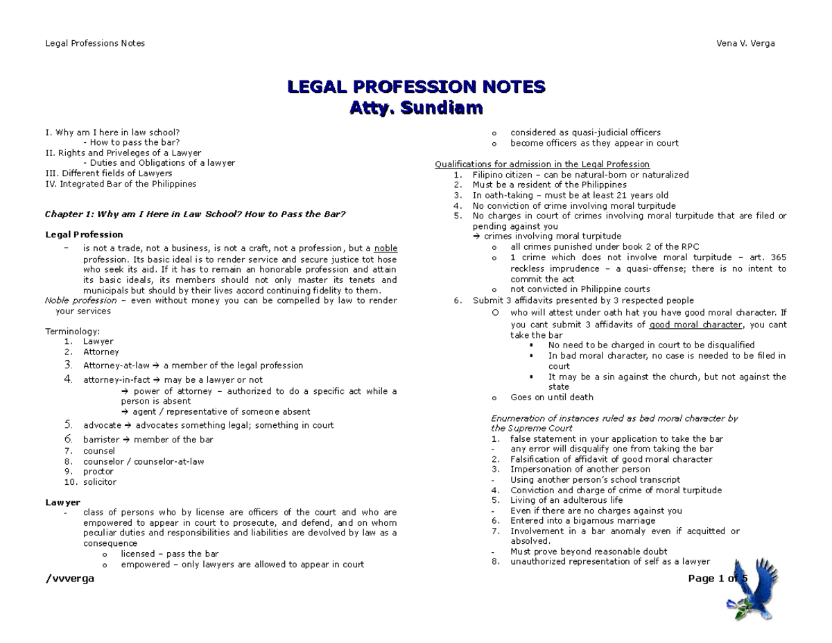 Legal Profession Reviewer - LEGAL PROFESSION NOTESLEGAL PROFESSION ...