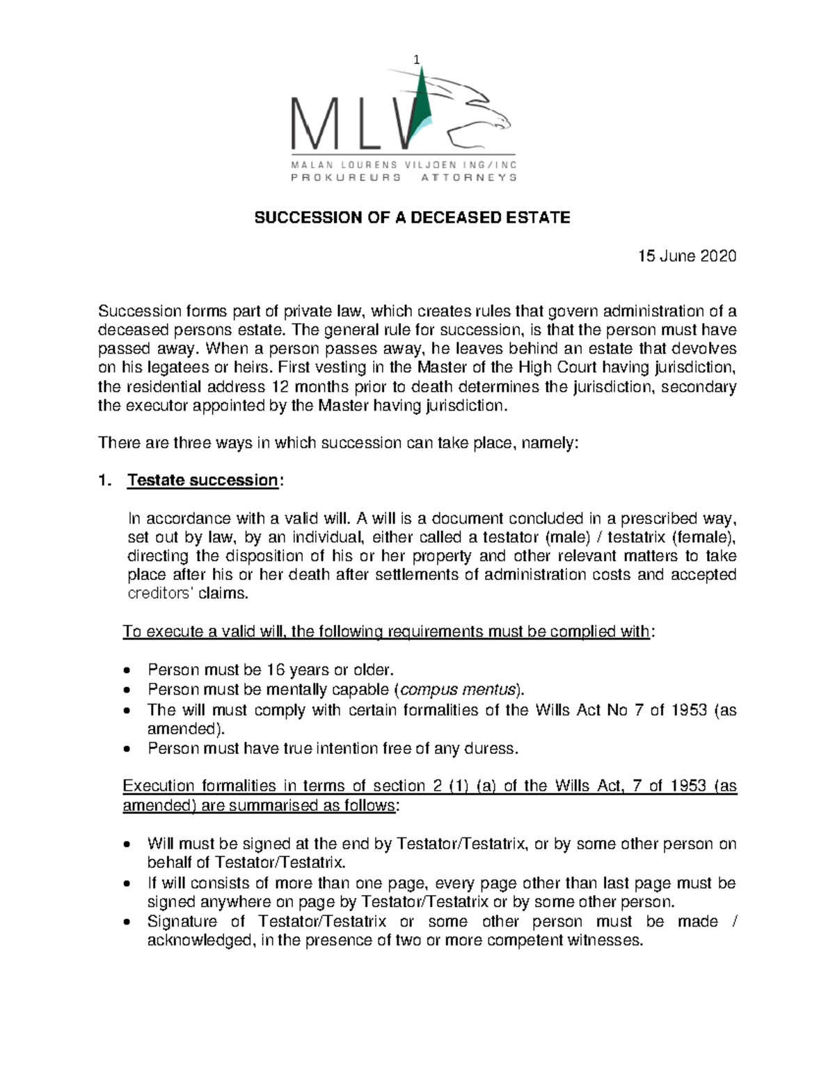 Succession of a Deceased Estate - 1 SUCCESSION OF A DECEASED ESTATE 15 ...