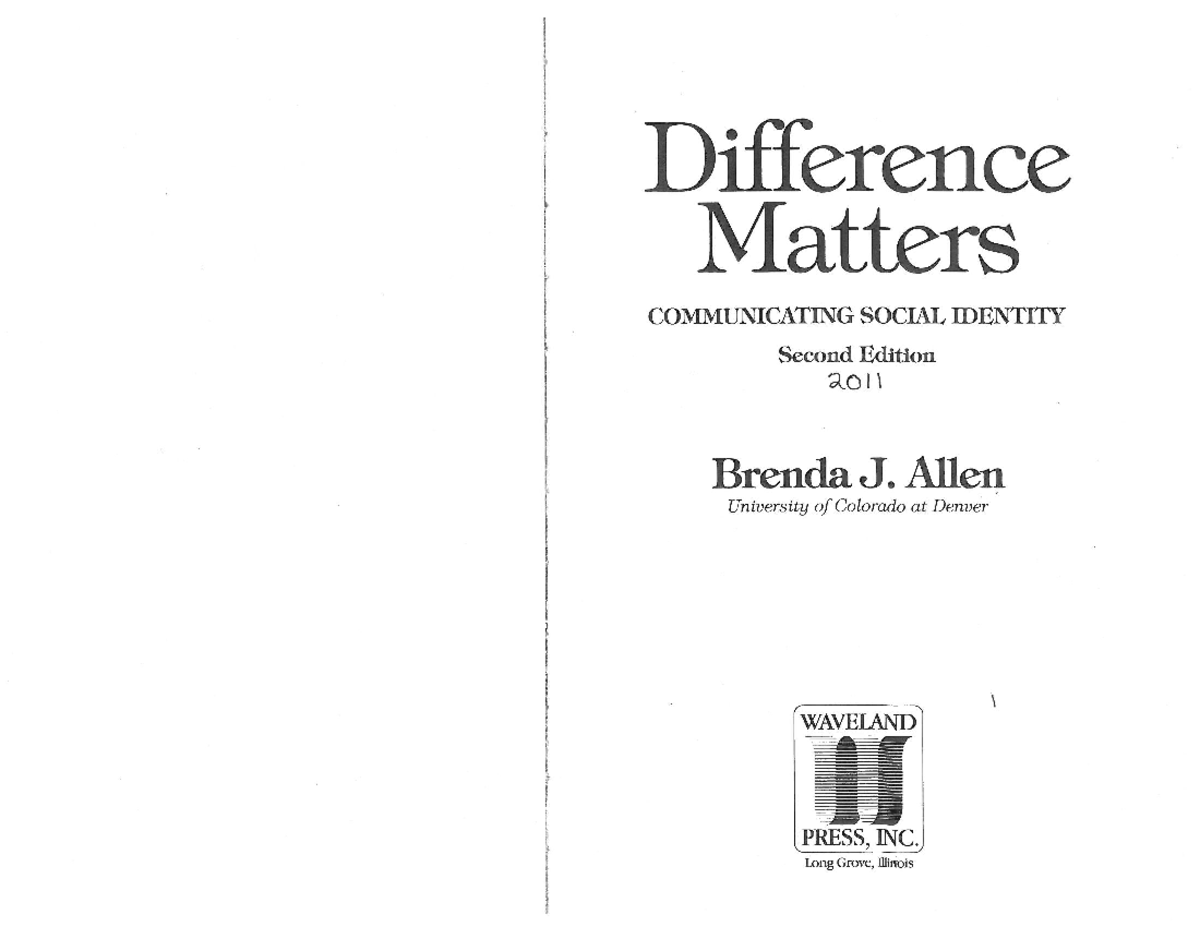 Difference Matters - BCOMM301 - Studocu