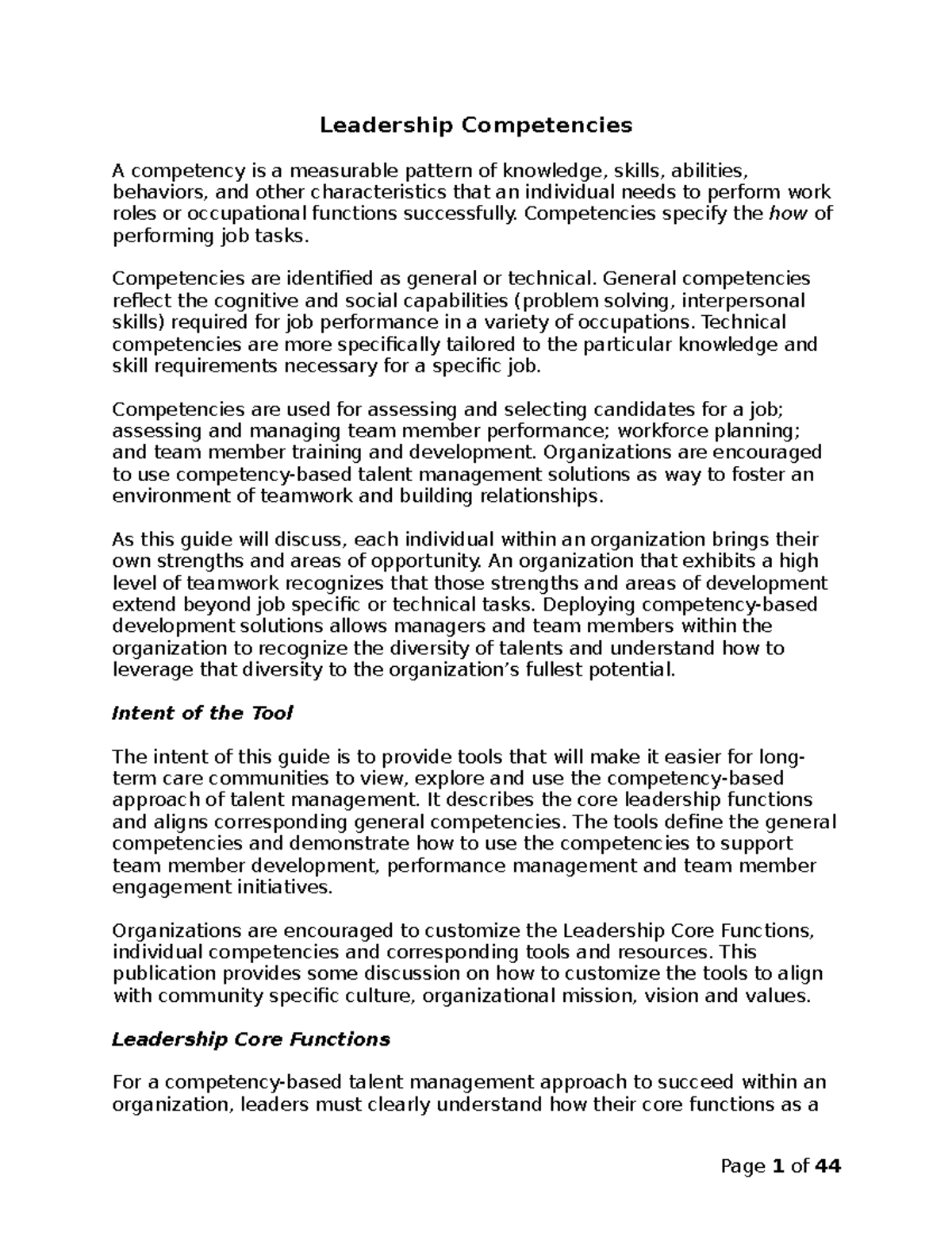 5 P.5 Leadership Competencies - Leadership Competencies A competency is ...