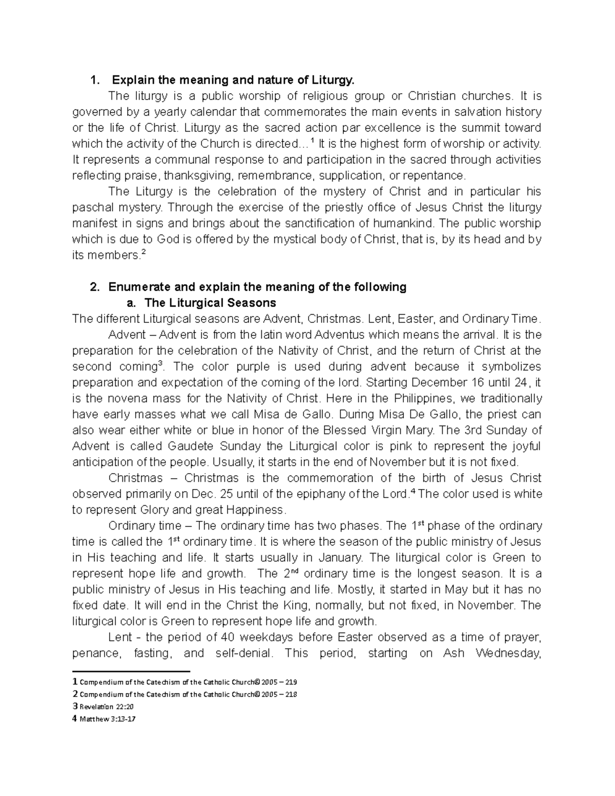 Liturgy, All about - 1. Explain the meaning and nature of Liturgy. The ...