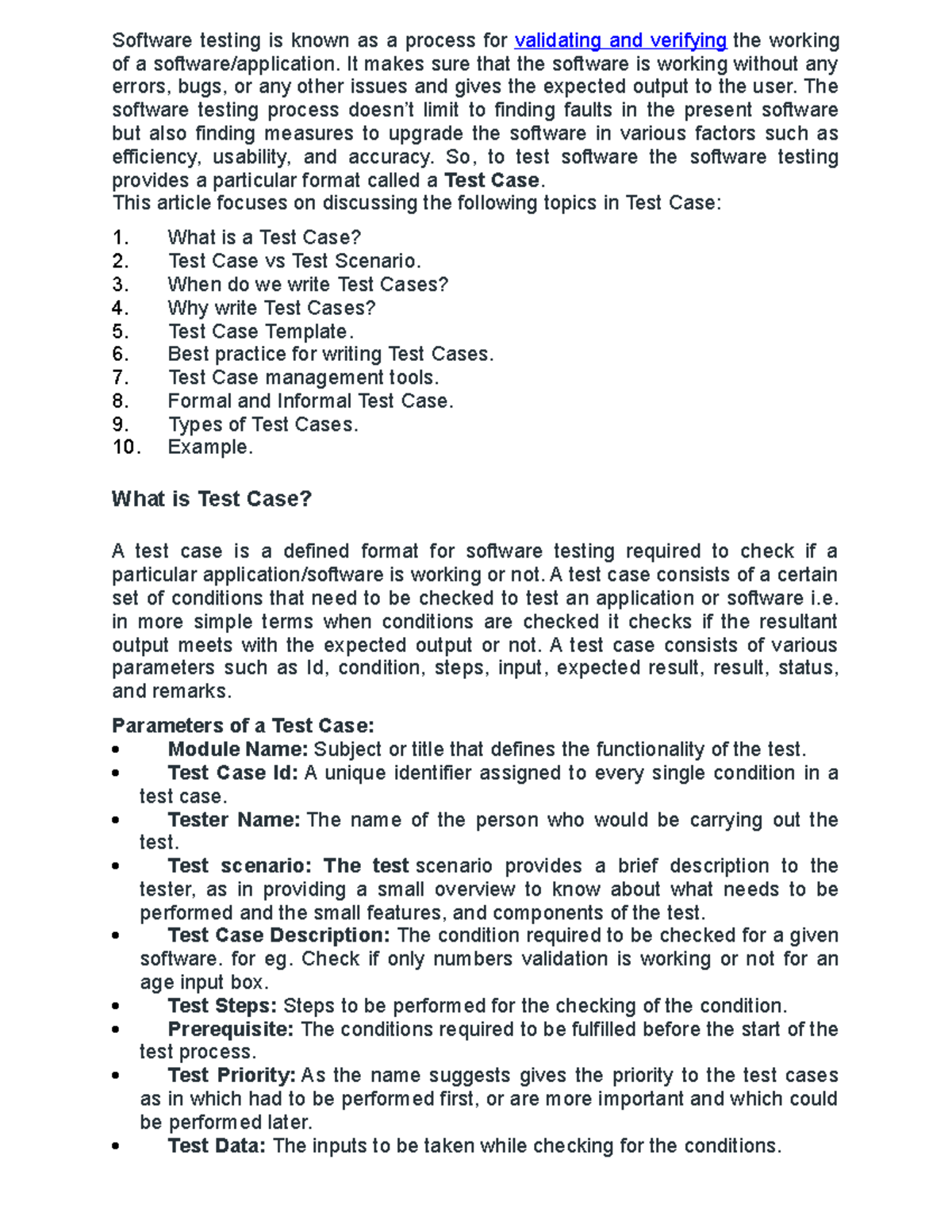 Test case example - Software testing is known as a process for ...