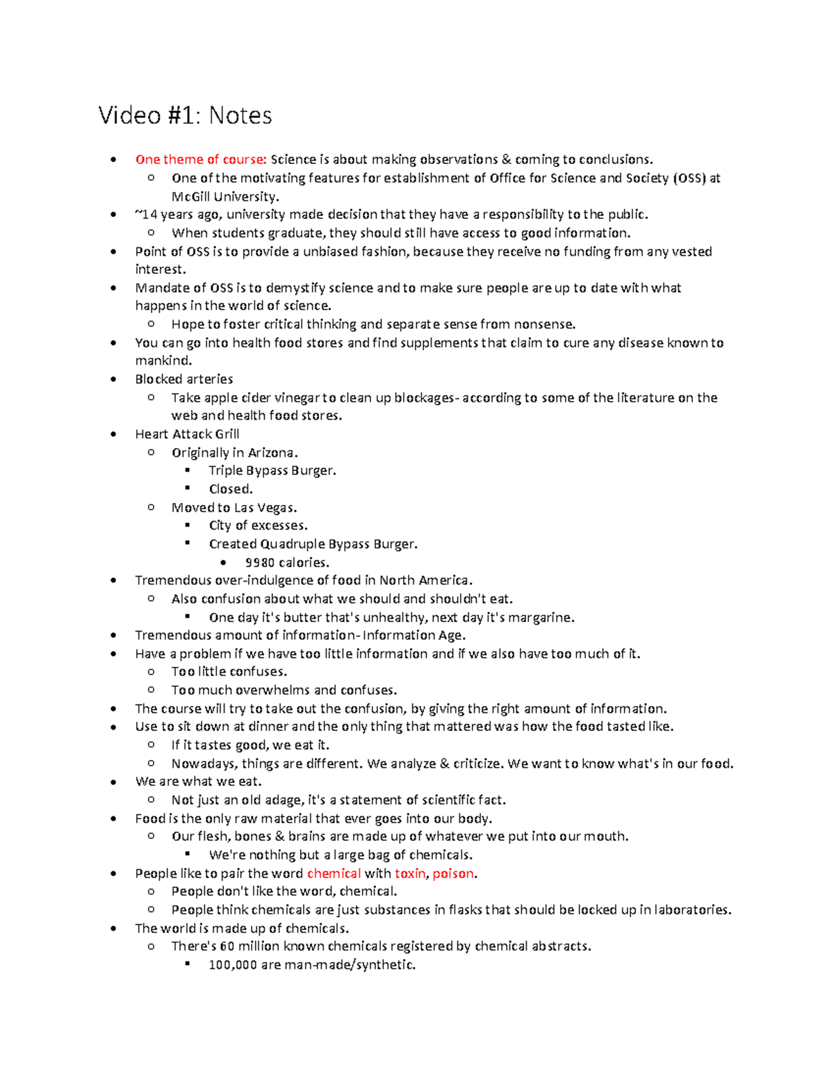 Topic One - Lesson One - Video One - Video #1: Notes ...