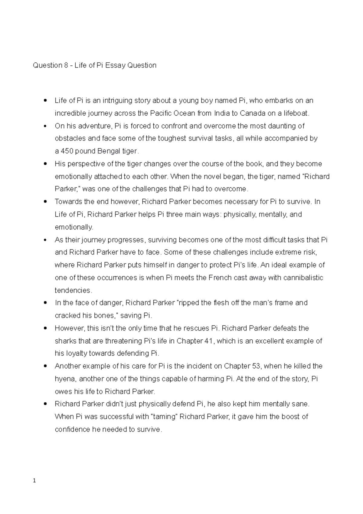 Life of PI influence and summary - ENG 210 - UP - Studocu
