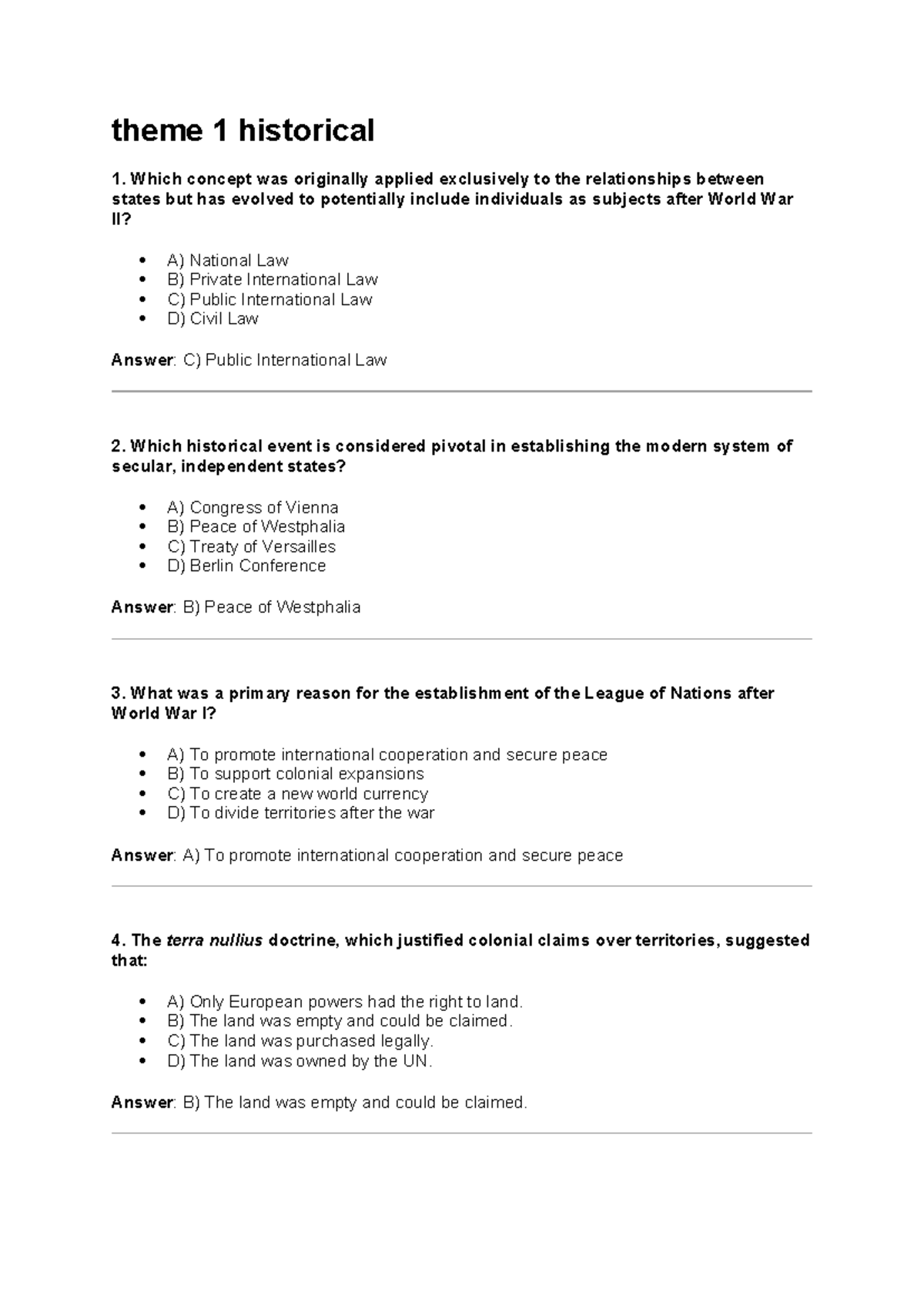 Theme 1-4 questions - theme 1 historical 1. Which concept was ...