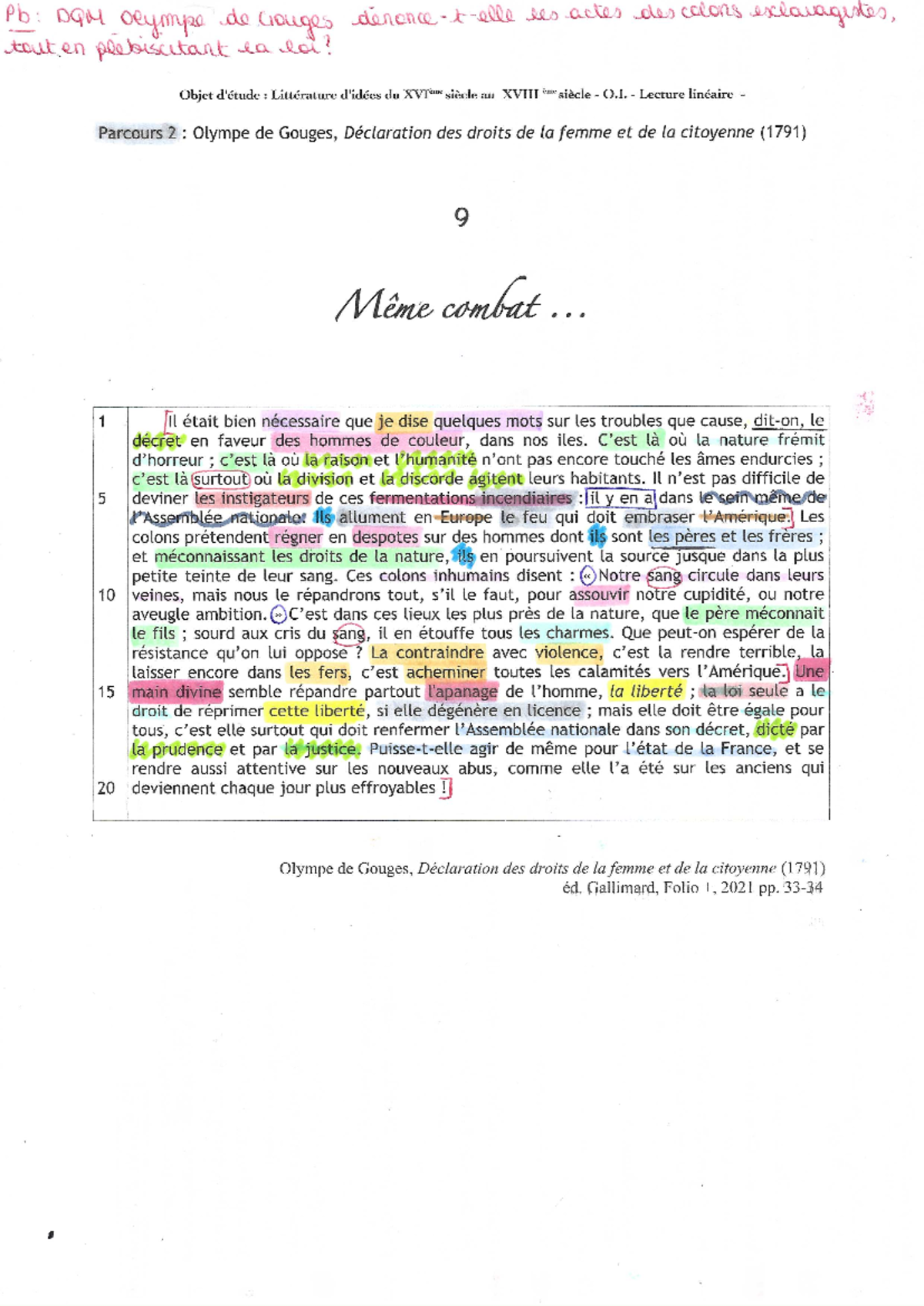 Analyse linéaire parti 2 postambule ODG - Français - Studocu