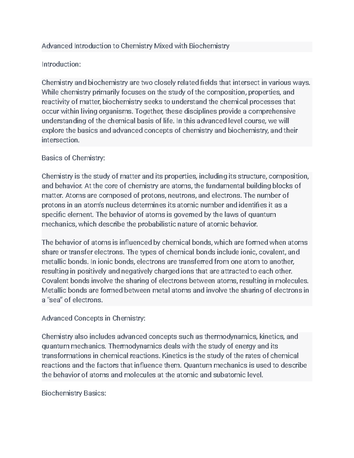 Advanced Notes on Chemistry Mixed with Biochemistry - Advanced ...