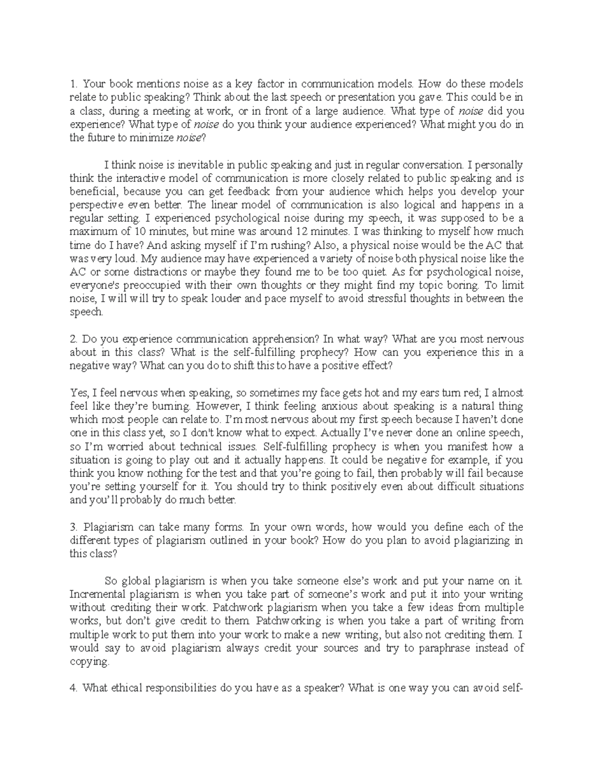 Refelction 1 - The Reflection 1, questions with my answers - Your book ...