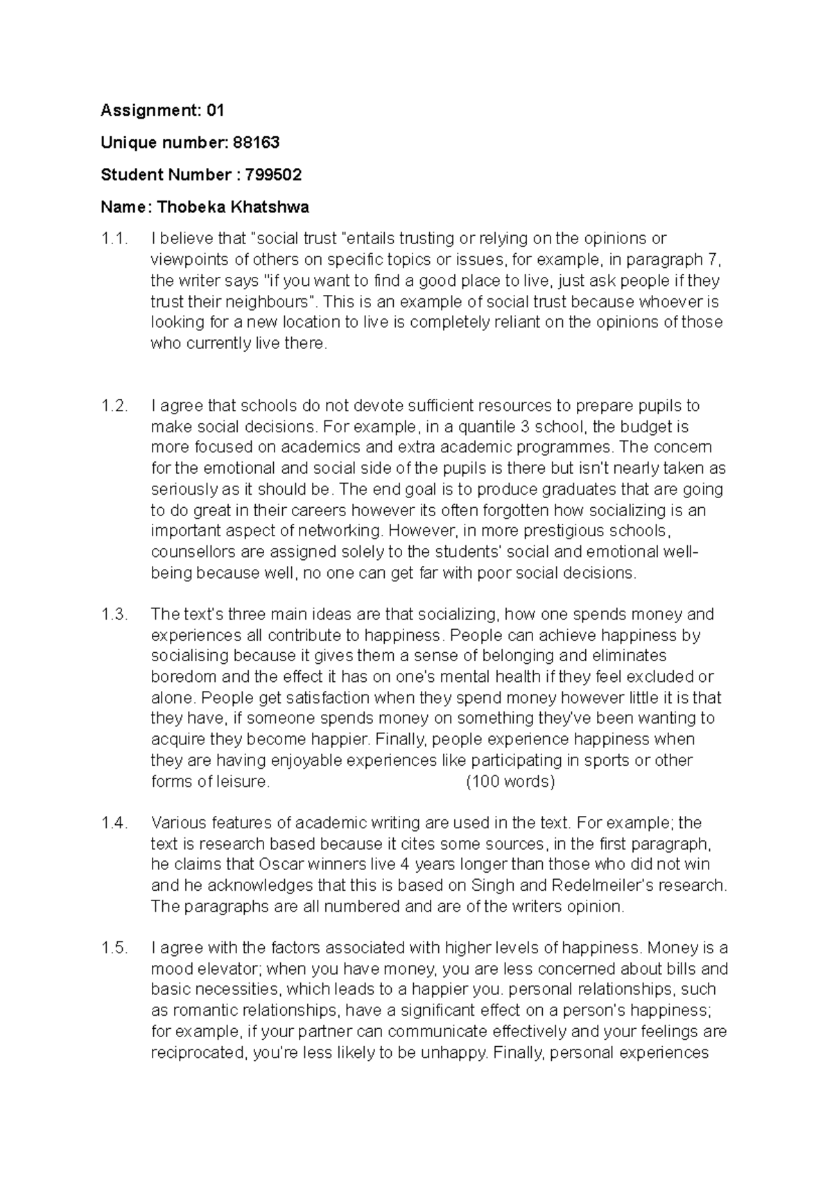 Assignment 1, 1503 just - ENG1501 - Unisa - Studocu