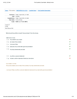 Econs first quarter exam - Question 1 Correct Mark 1 out of 1. Flag ...