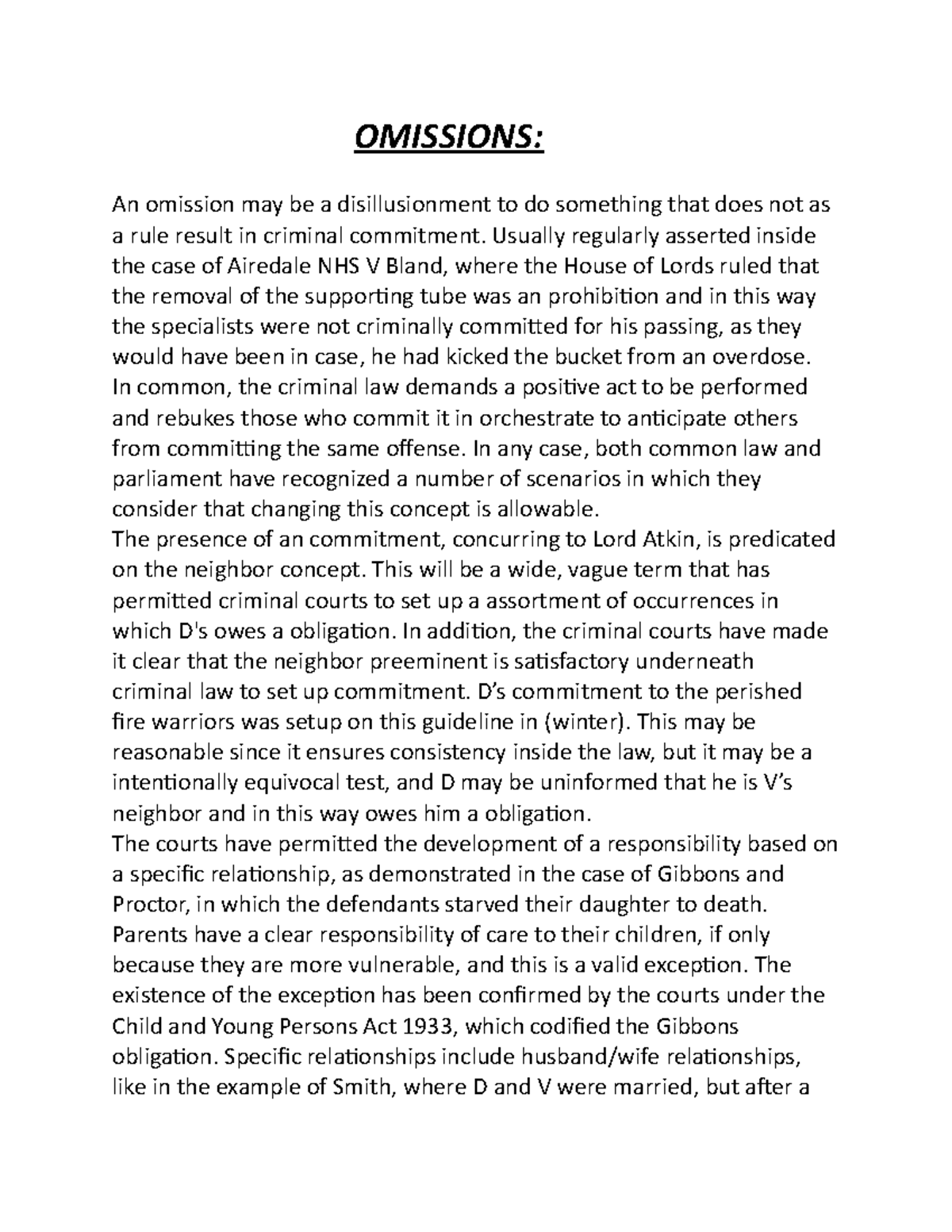 Omissions - essay - OMISSIONS: An omission may be a disillusionment to ...