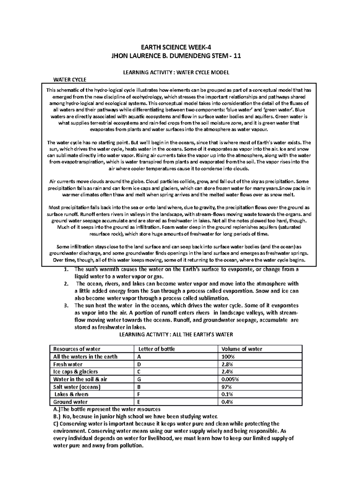 Earth Science WEEK 4 - Lecture notes 1 - EARTH SCIENCE WEEK- JHON ...