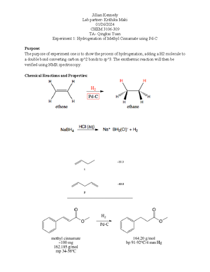 Lab 10 - Lab 10 Ochem 1 - CHEM 3101- TA- Regina Obele Experiment 10: Dehydration of Cyclohexanol ...
