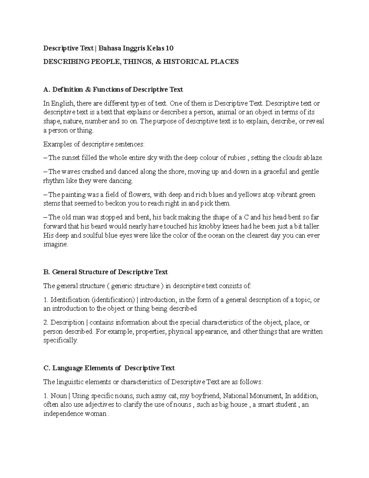 3.7-Descriptive Text pt2 - Descriptive Text | Bahasa Inggris Kelas 10 ...