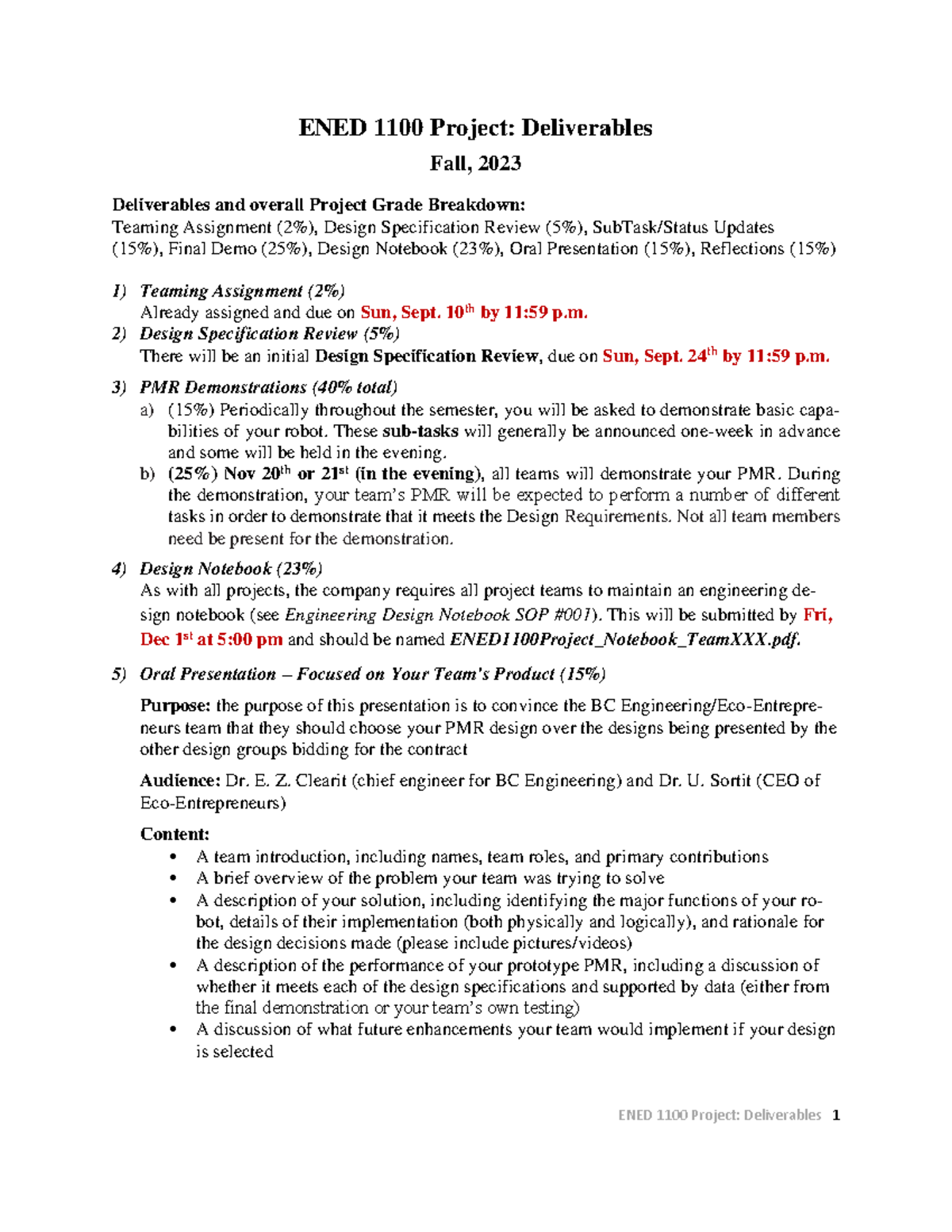 ENED1100Project Deliverables - ENED 1100 Project: Deliverables 1 ENED ...