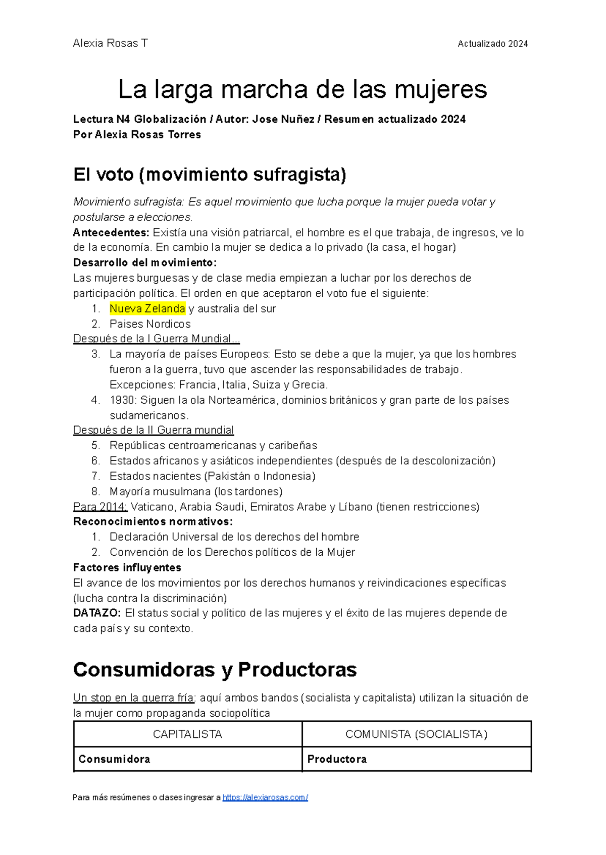 Lectura 4 Jose Nunez La Larga Marcha De Las Mujeres Actualizado 2024