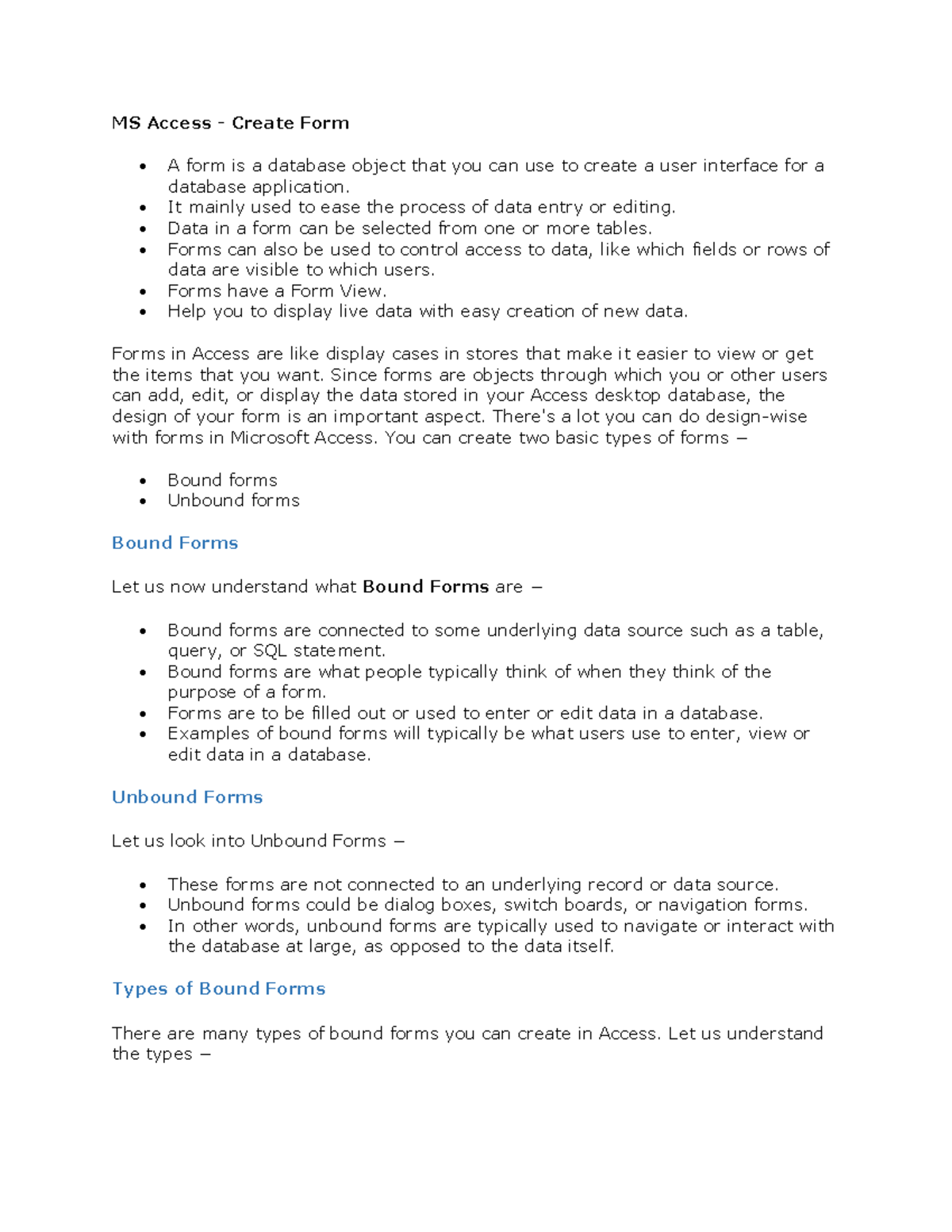 Lesson 4 Ms Access Forms Ms Access Create Form A Form Is A Database Object That You Can Use