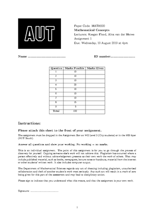 Exam MATH500 Formula Sheet(1) - MATH500 Mathematical Concepts — Final ...
