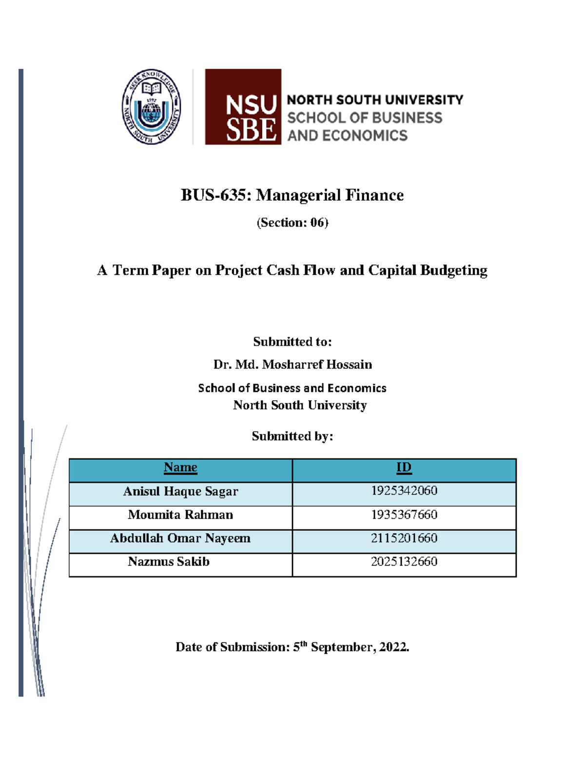 BUS-635 Term Paper Sec 06 - BUS-635: Managerial Finance (Section: 06) A ...