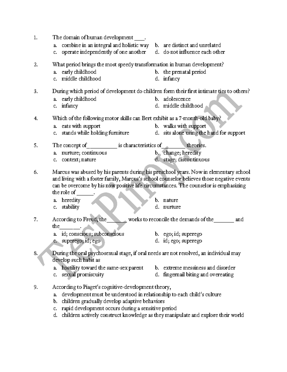 Professional Education 1 - FREE - 1. The domain of human development ...