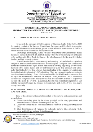 Narrative Report Schools Safety,Preparedness and Resiliency (MOVS ...