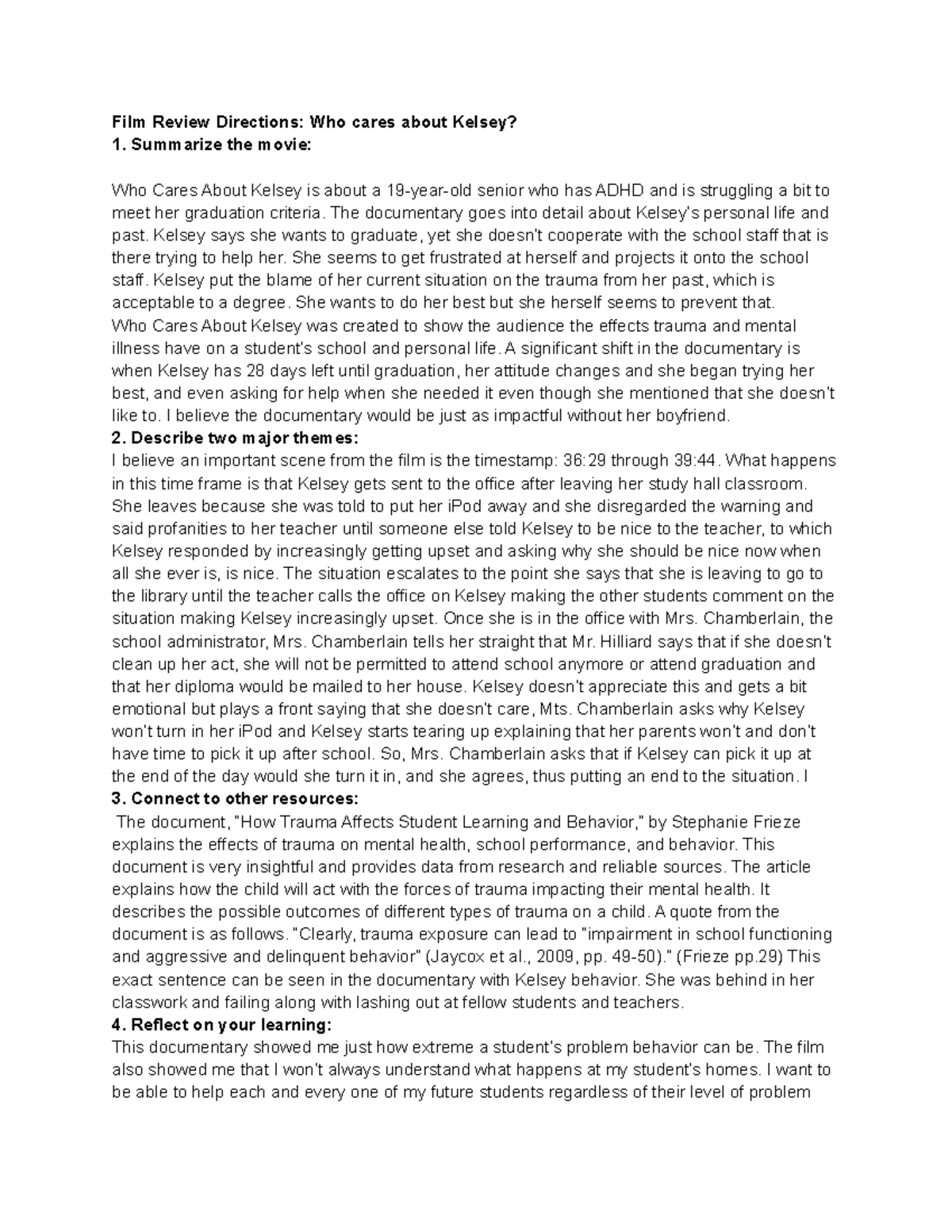 Film Review Directions Who cares about Kelsey - Film Review Directions ...