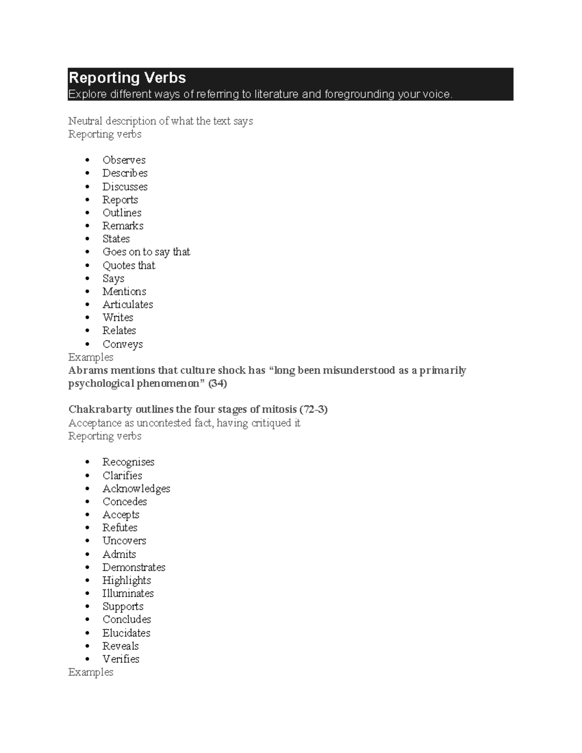 Reporting Verbs - Reporting Verbs Explore different ways of referring ...