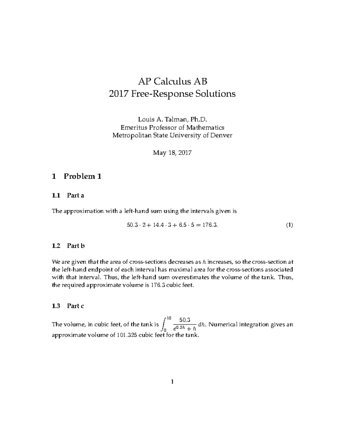 AB2017 - practice material - AP Calculus AB 2017 Free-Response ...