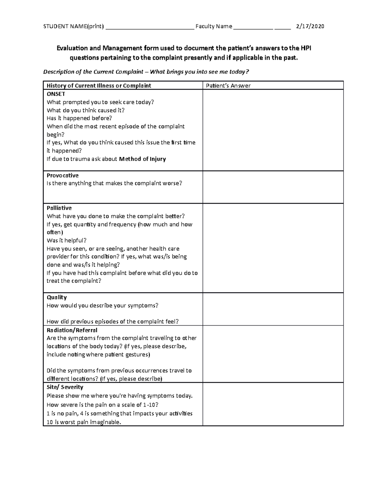 Documentation of History of Present Illness-Updated March 21 ...