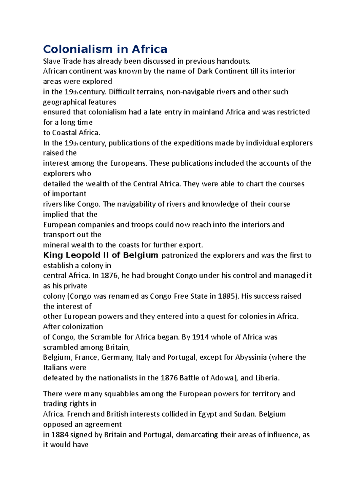 Colonalism in Africa - Colonialism in Africa Slave Trade has already ...