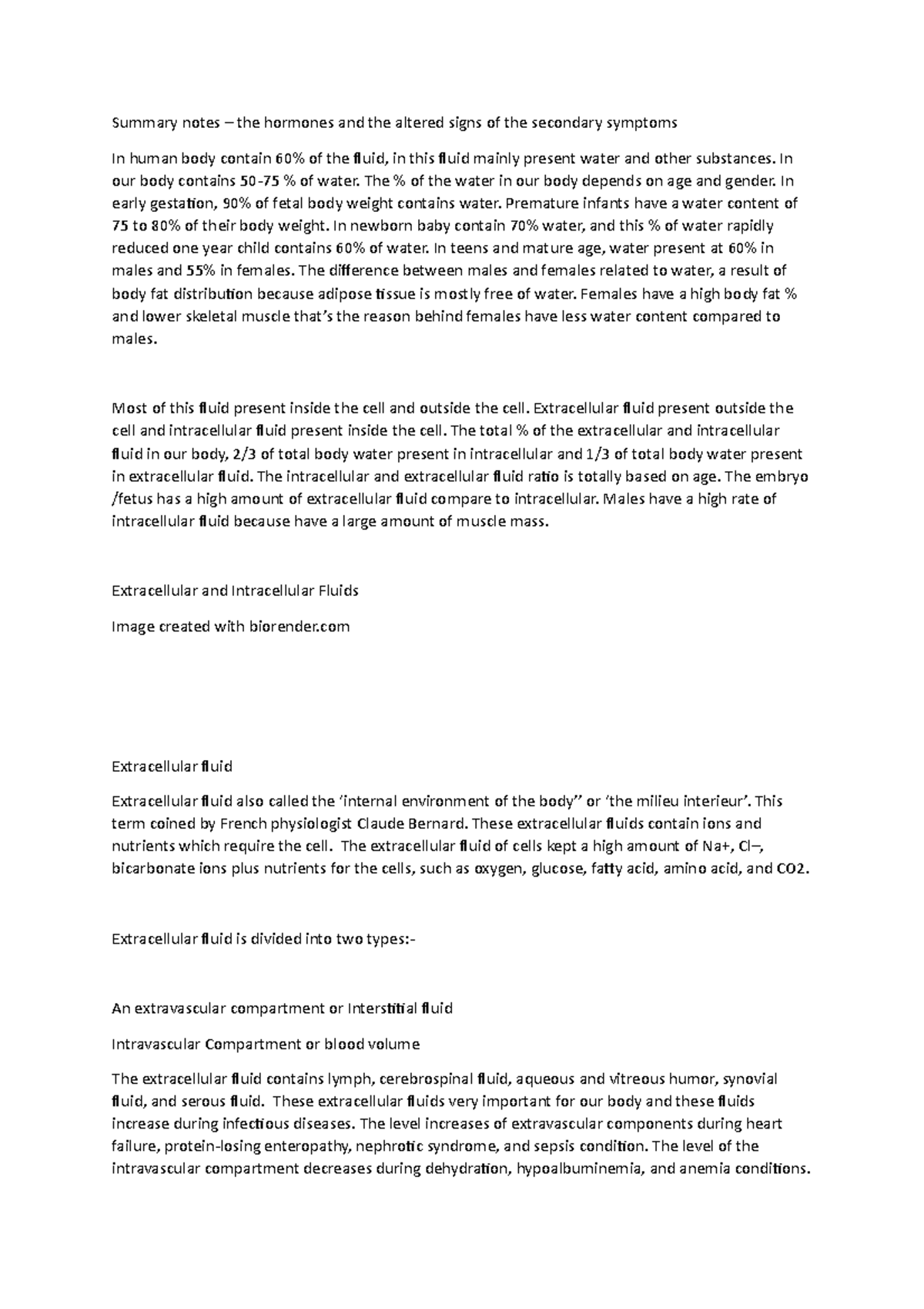Summary notes – the hormones and the altered signs of the secondary ...