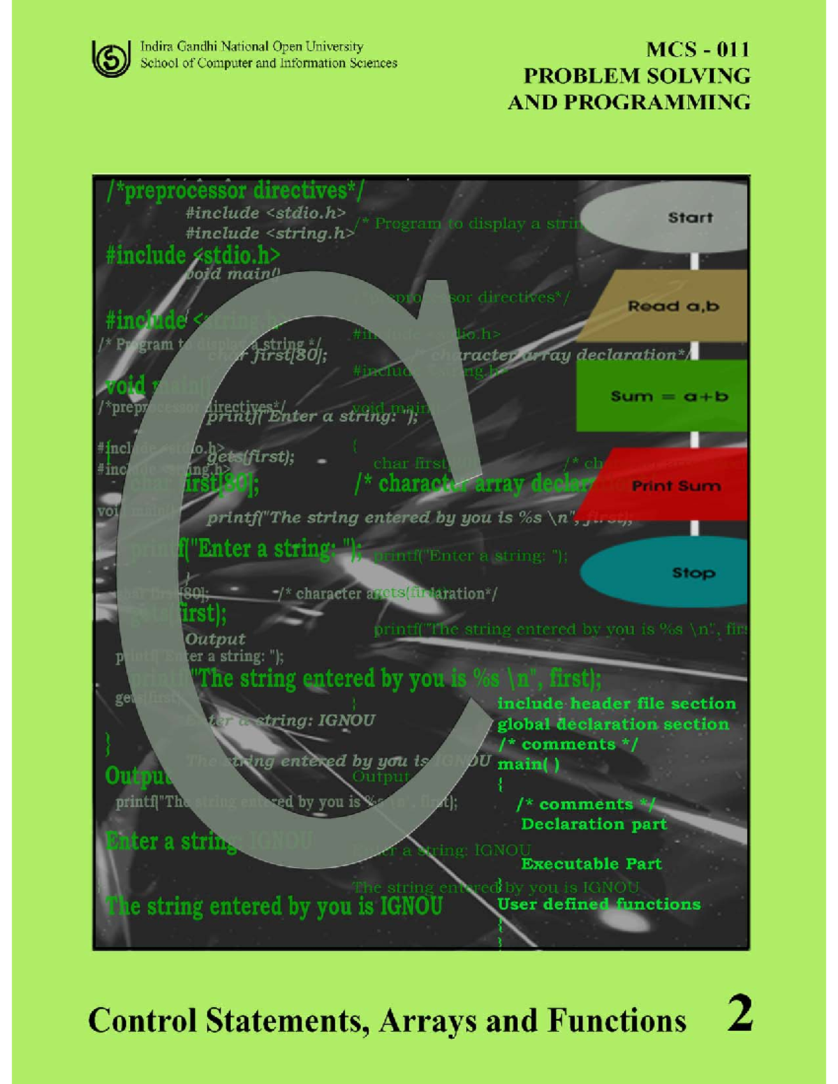 C language- Control Statements Arrays AND Functions - MCS- PROBLEM SOLVING AND PROGRAMMING Block ...