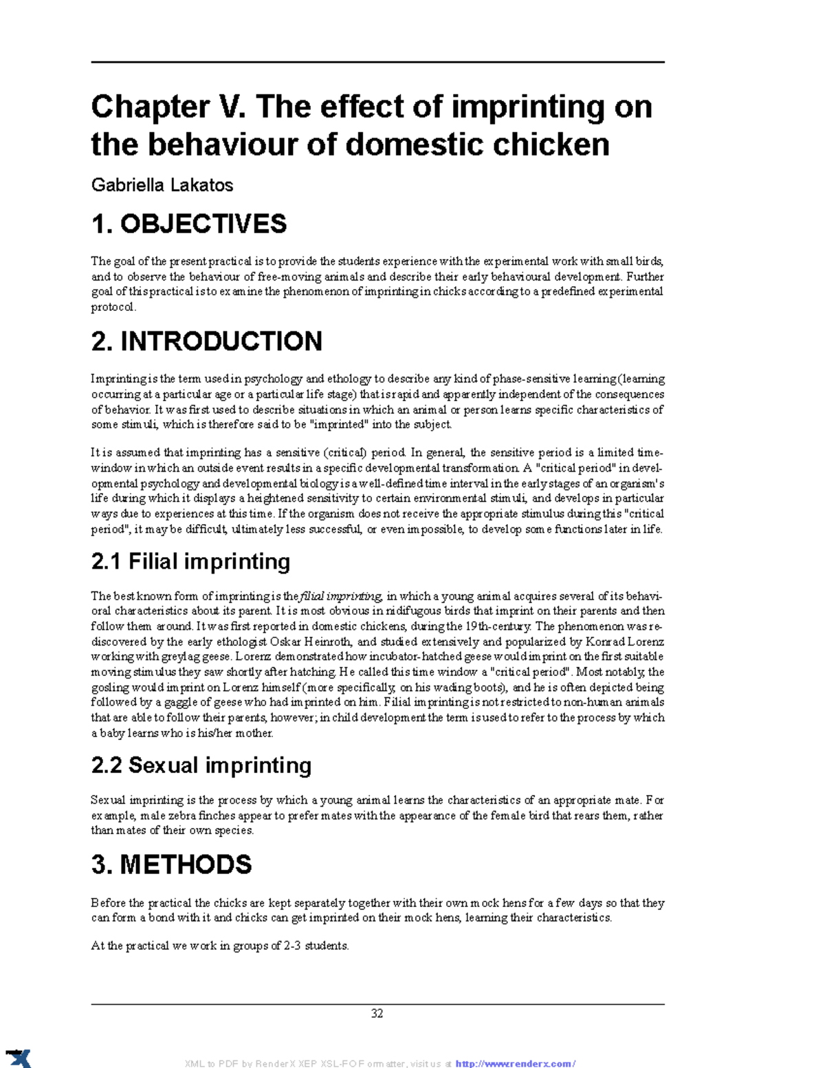 Book (1) - Etho - Chapter V. The effect of imprinting on the behaviour ...