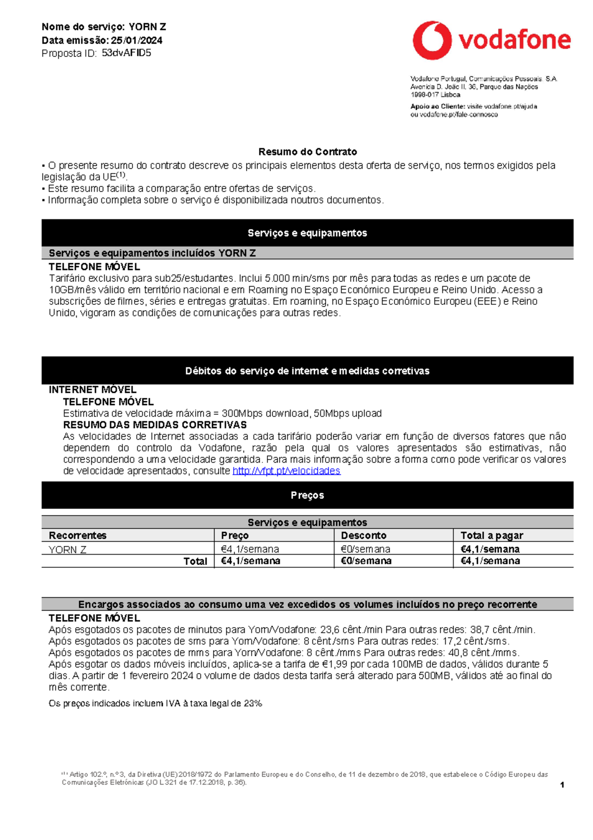 Resumo de Contrato 53dv AFID 5 - Serviços e equipamentos O presente ...