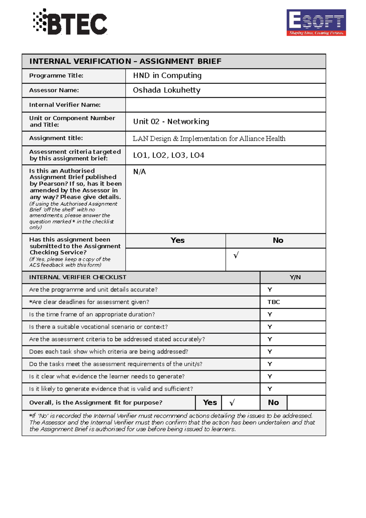 Unit 02 Networking - 2023 questions - INTERNAL VERIFICATION ...