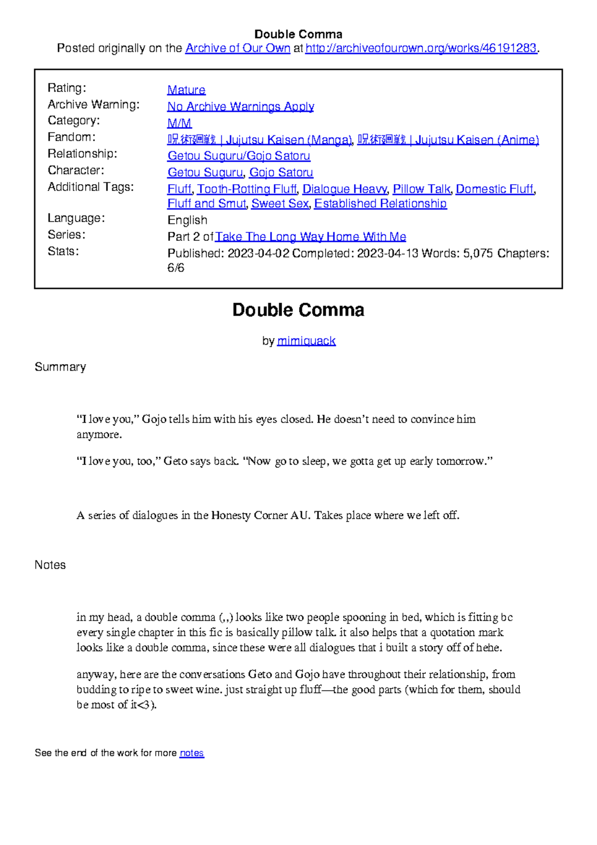 Double Comma - Double Comma Posted originally on the Archive of Our Own ...
