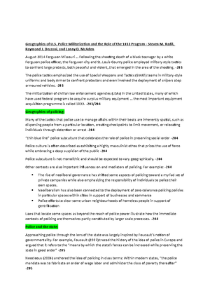 Geographies of U.S. Police Militarization and the Role of the 1033 ...