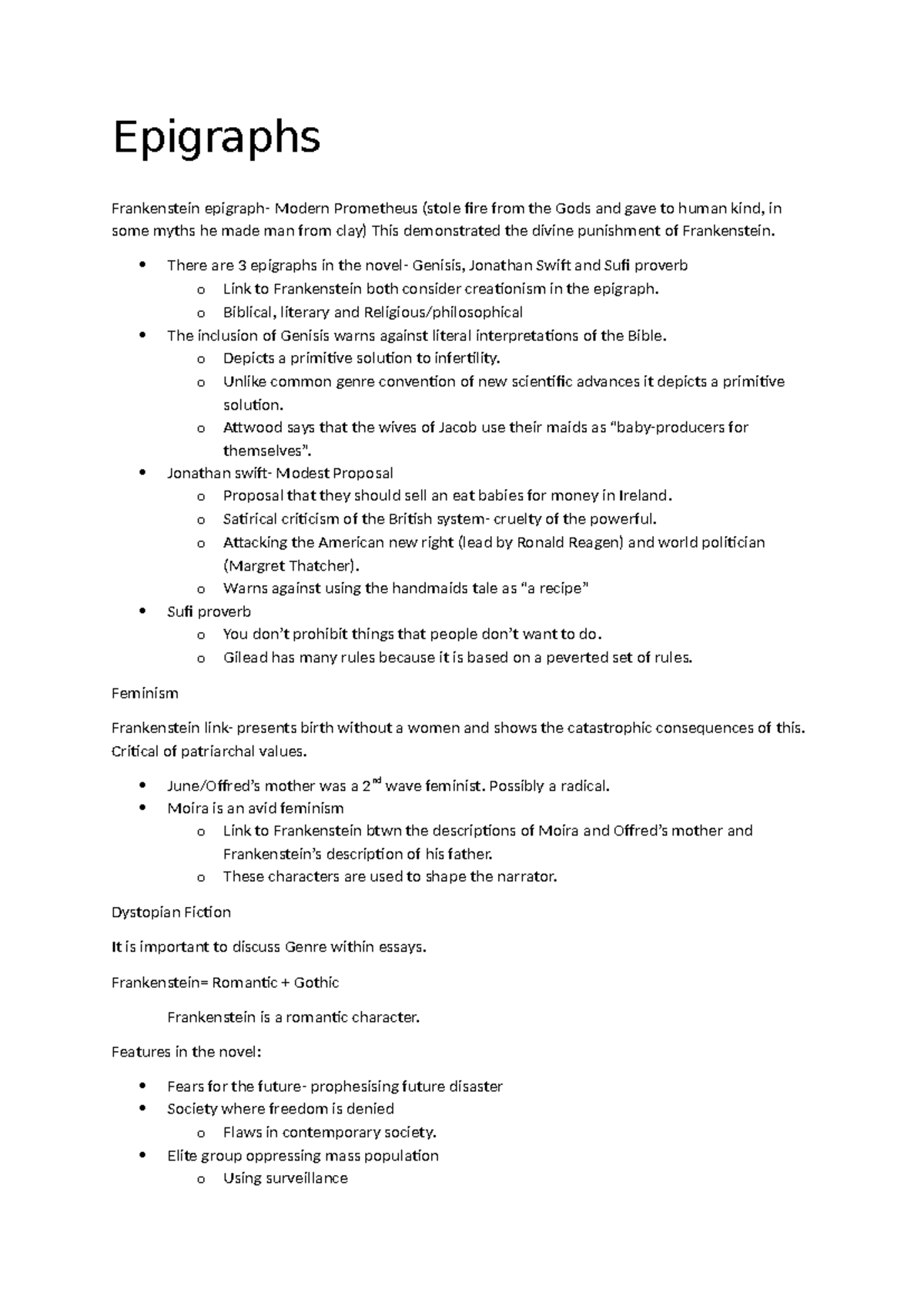 Epigraphs - Epigraphs Frankenstein epigraph- Modern Prometheus (stole ...