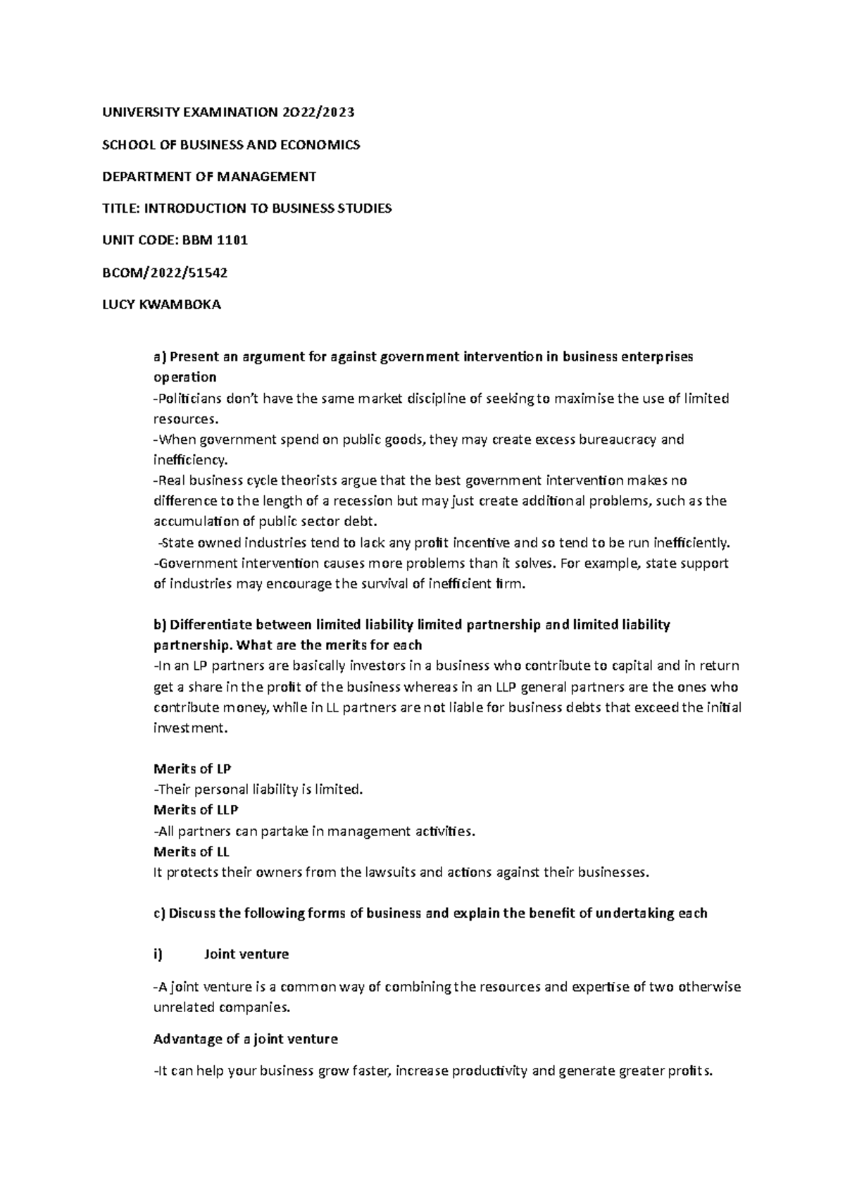 University Examination 2O22 - UNIVERSITY EXAMINATION 2O22/ SCHOOL OF ...