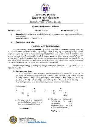 Panapos NA Pagsubok AT Karagdagang Gawain - Pagsubok Ang bahaging ito ...