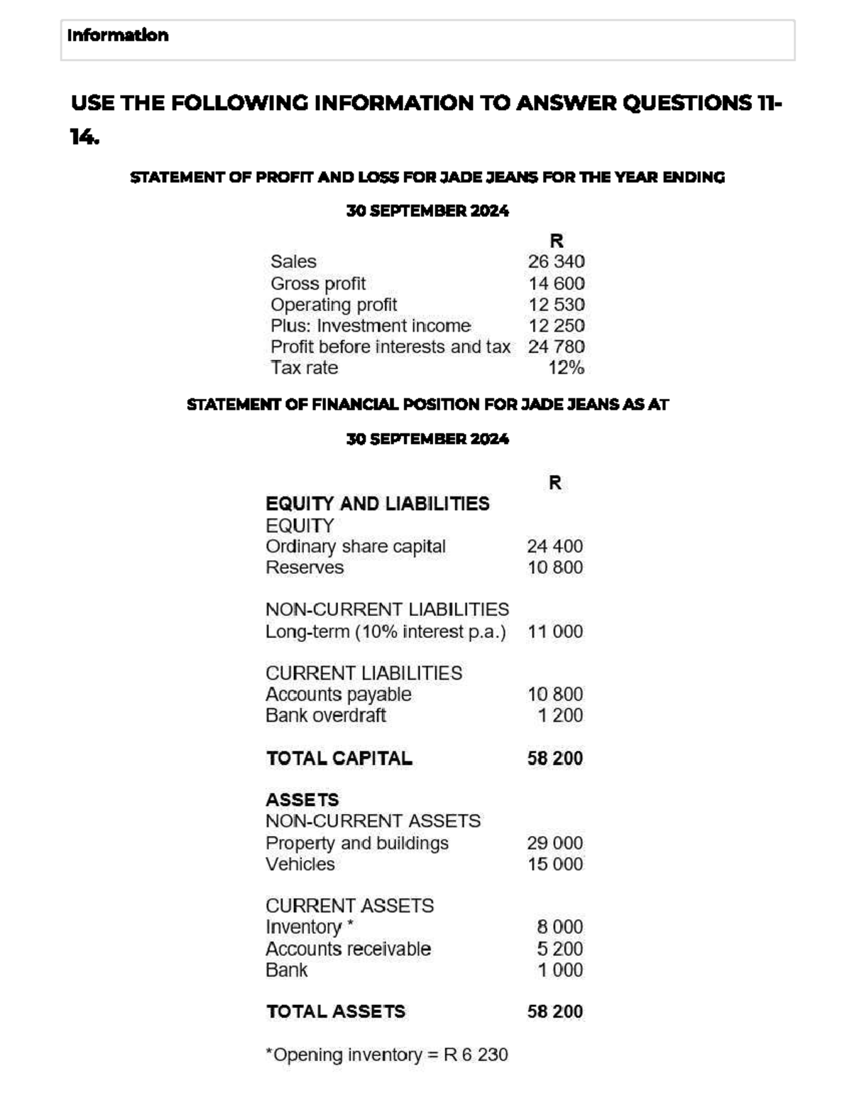 Edit tut - Practice for Tutorial assessment - Information USE THE ...